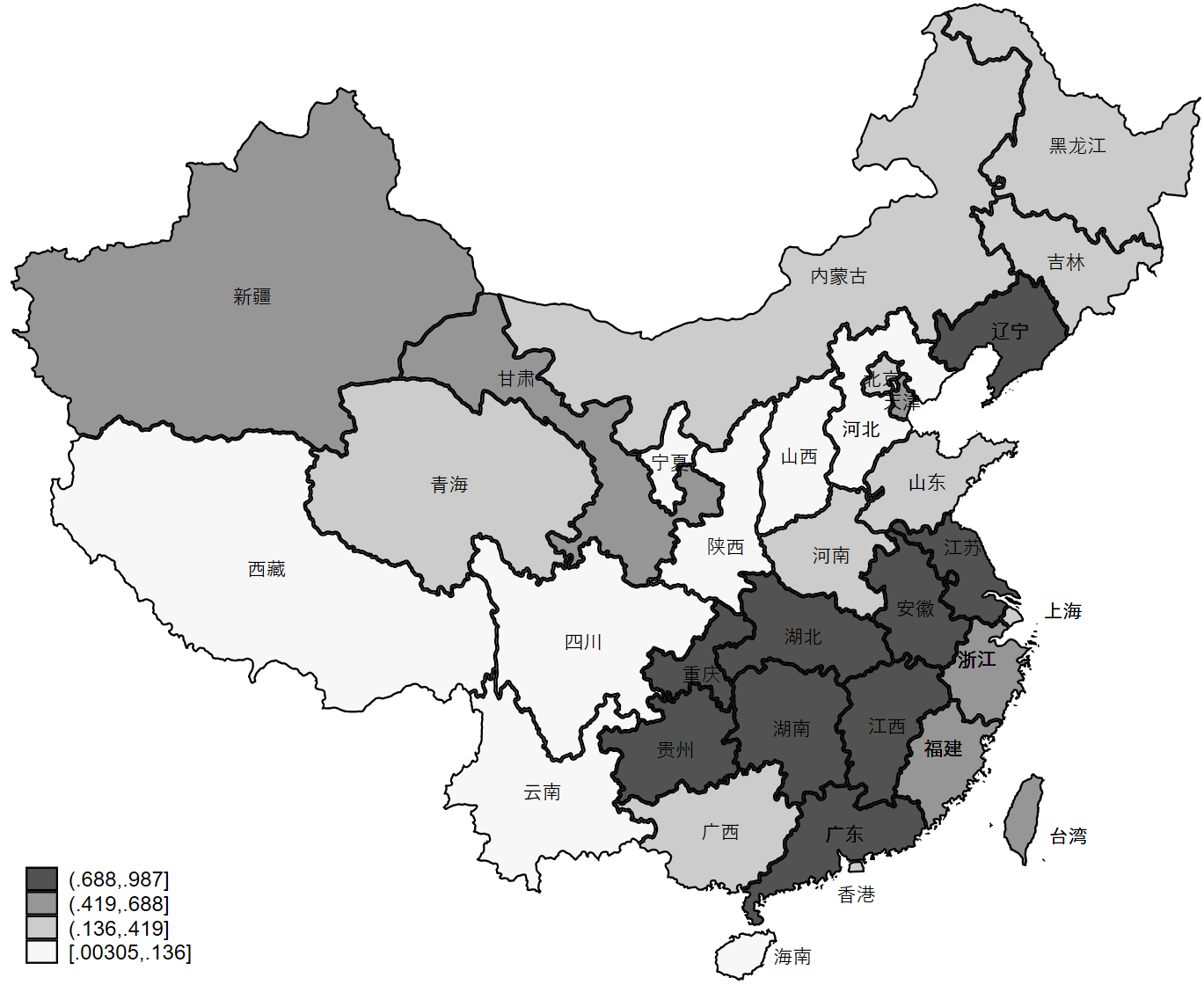 stata中国地图中文乱码纠正、省份名及省份标注位置修改，使图形更美观合理 - Stata专版 - 经管之家(原人大经济论坛)